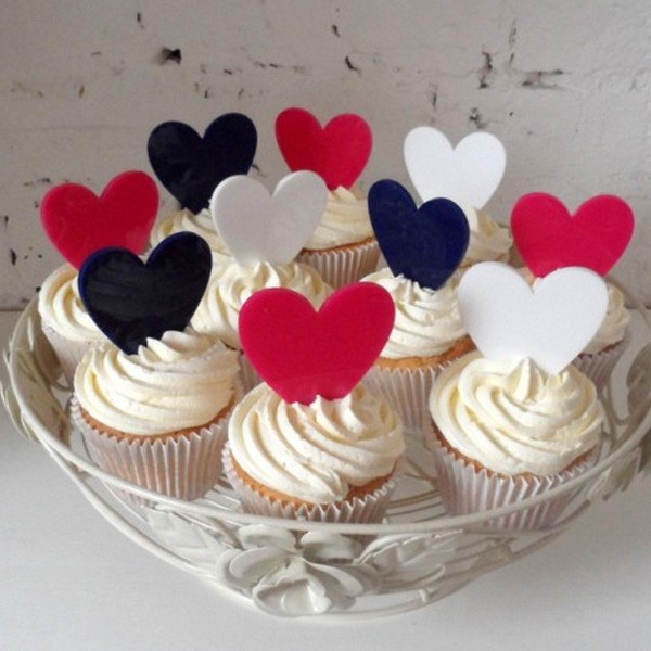 Cake topper para cupcakes con forma de corazón | Una Boda Original