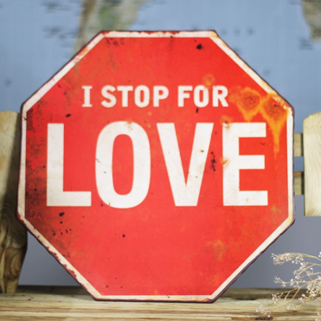 Placa de metal I Stop for Love | Una Boda Original